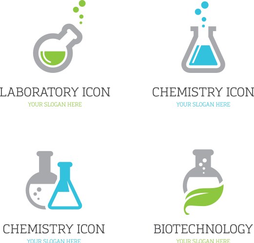 Chemical colored flasks logo Royalty Free Vector Image