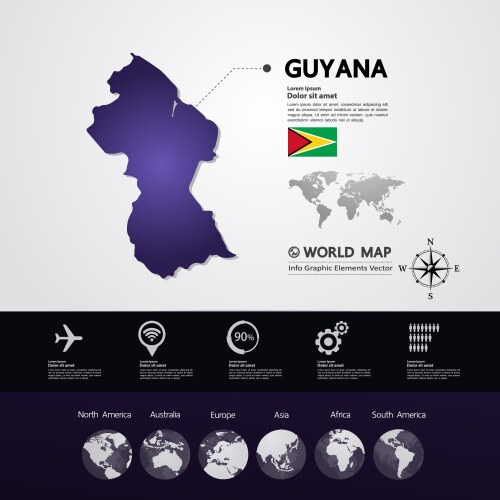 Guyana map Royalty Free Vector Image - VectorStock