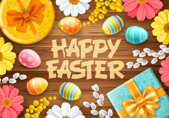 Happy easter cute background with eggs Royalty Free Vector