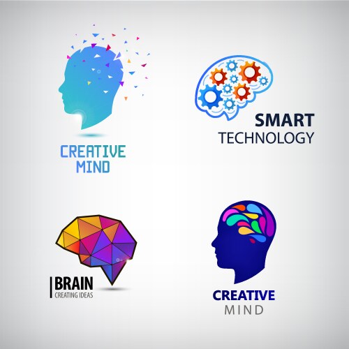Creative mind logo brain Royalty Free Vector Image