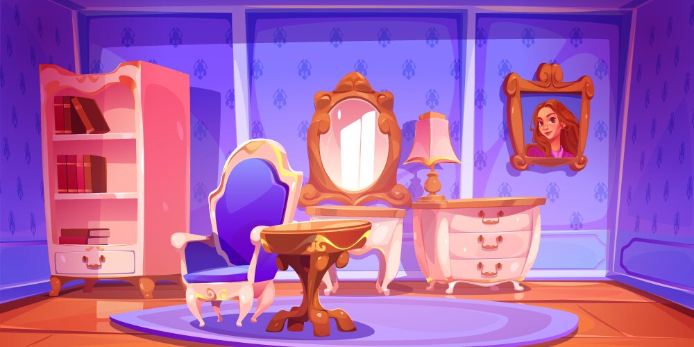 Parallax background with princess room interior Vector Image