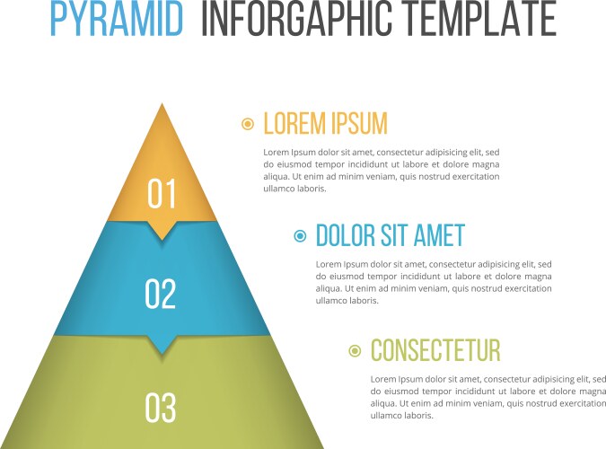 Colorful pyramid diagram set triangle hierarchy Vector Image
