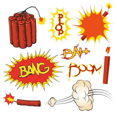 Comic book explosion elements Royalty Free Vector Image