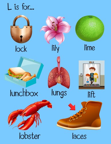 Different words begin with letter l Royalty Free Vector