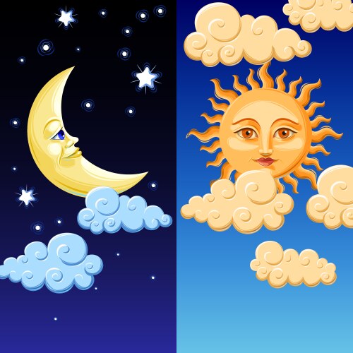 Sun moon Vector Images & Graphics for Commercial Use | VectorStock