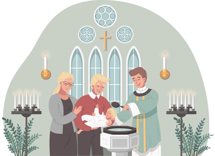 Christian church cartoon Royalty Free Vector Image
