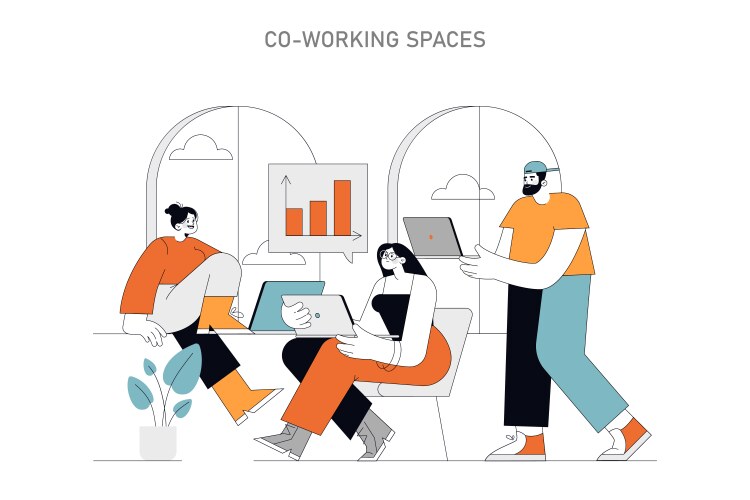 Co-working spaces concept Royalty Free Vector Image