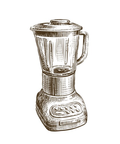 Monochrome sketch of kitchen blender Royalty Free Vector