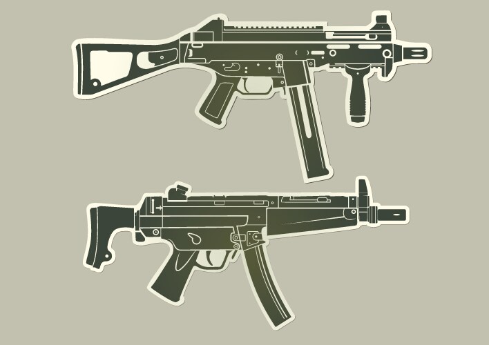 Ak-47 and ak-12 sticker Royalty Free Vector Image