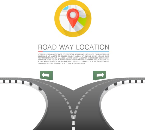 Four way road black highway with intersection Vector Image