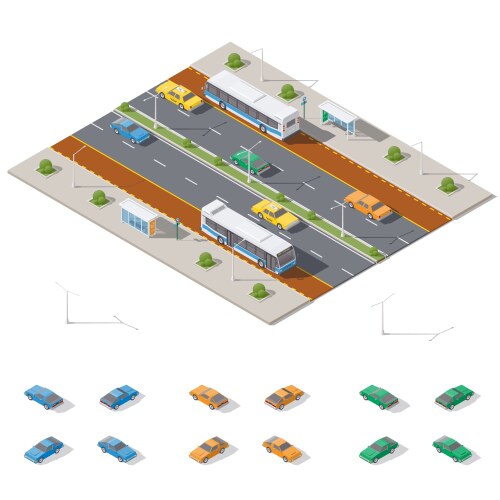 Isometric bus station terminal Royalty Free Vector Image