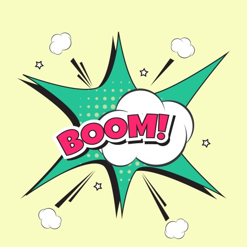 Lettering boom bomb Royalty Free Vector Image - VectorStock