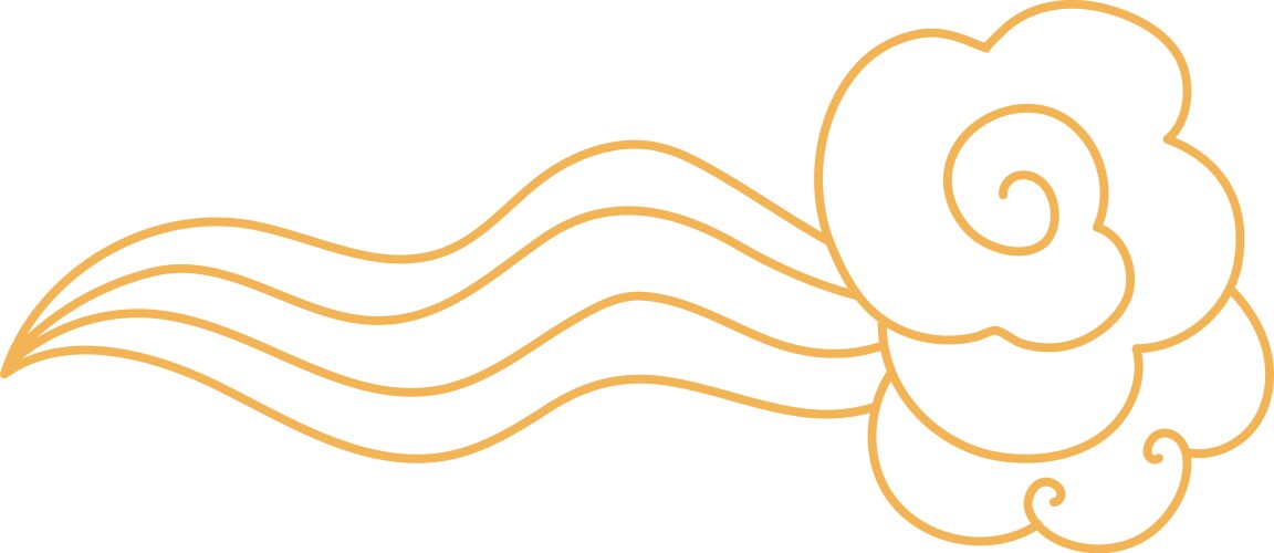 Traditional asian fluffy rounded cloud silhouette Vector Image