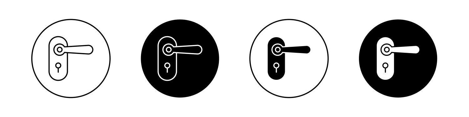 Door handle icon set knob lock latch symbol Vector Image
