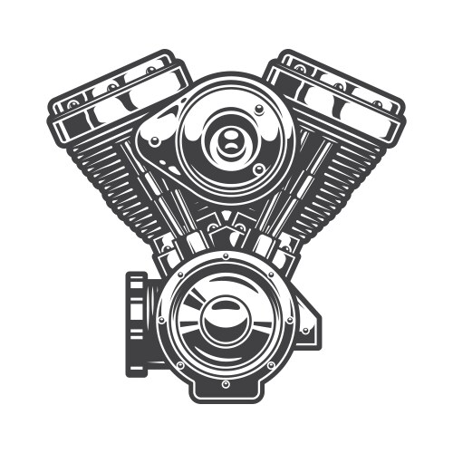 Monochrome engine of motorcycle Royalty Free Vector Image