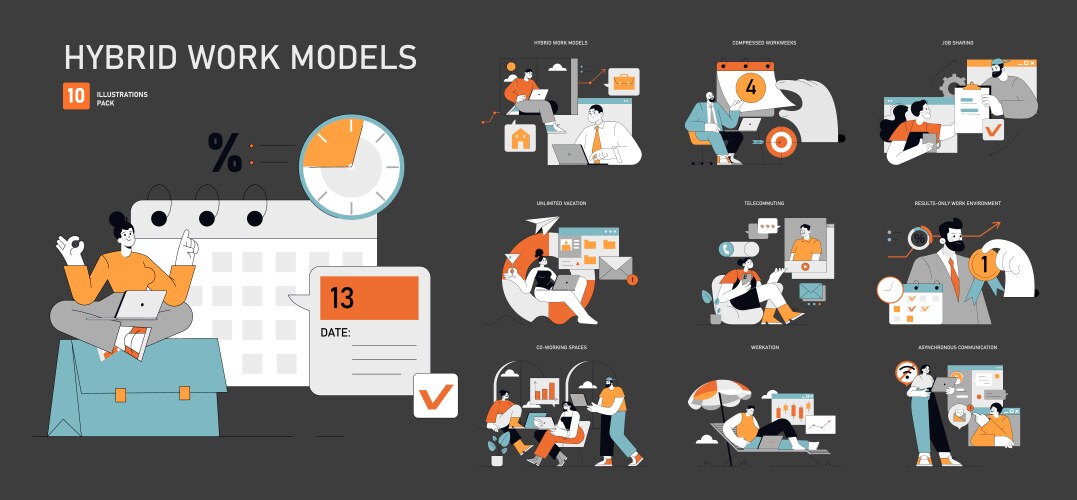 Hybrid Work Vector Images (over 560)