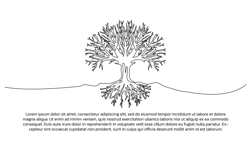One line tree and brain poster drawing Royalty Free Vector