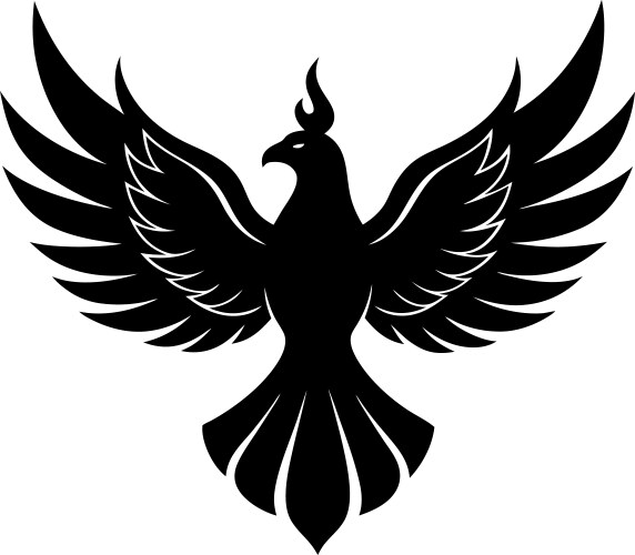 Cartoon style phoenix eagle with fire wings Vector Image