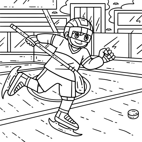 Ice hockey player chasing puck isolated Royalty Free Vector