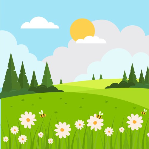 Spring theme landscape 3 Royalty Free Vector Image