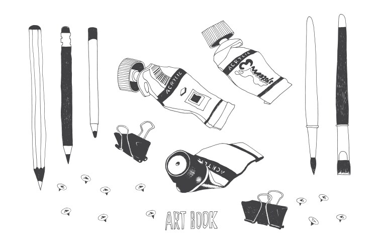 Set artist drawing art Royalty Free Vector Image