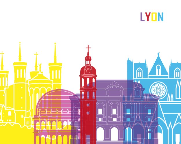 Lyon landmarks and monuments Royalty Free Vector Image