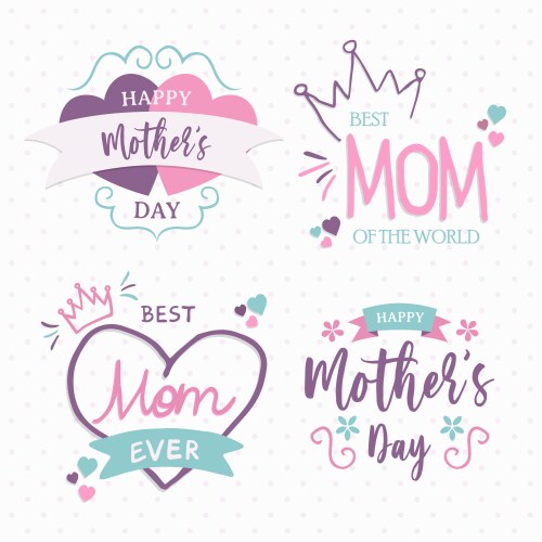 Happy mothers day card set typography letter font Vector Image