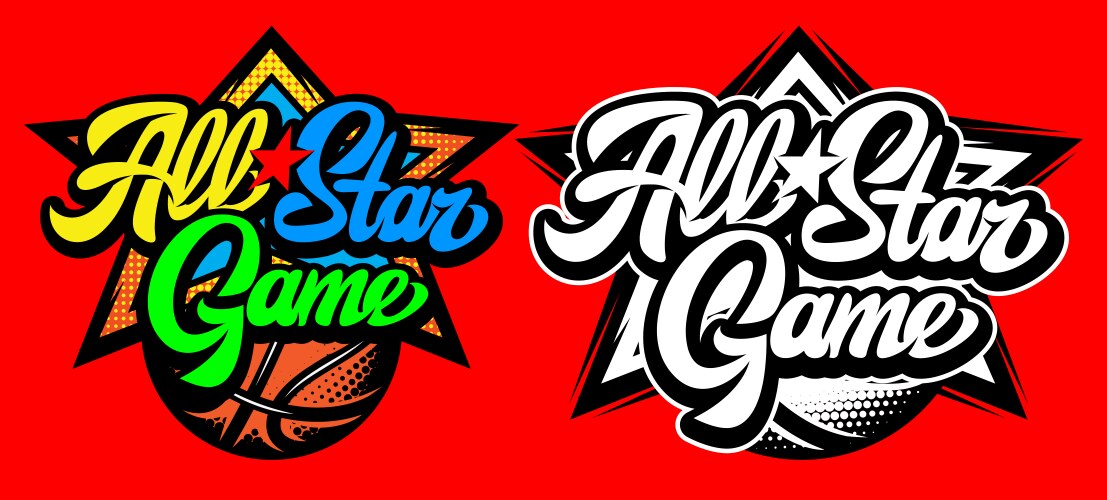 All star basketball sports logo emblem Royalty Free Vector