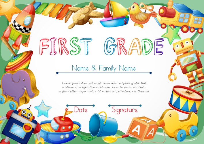 Kids diploma certificate with cartoon insects Vector Image