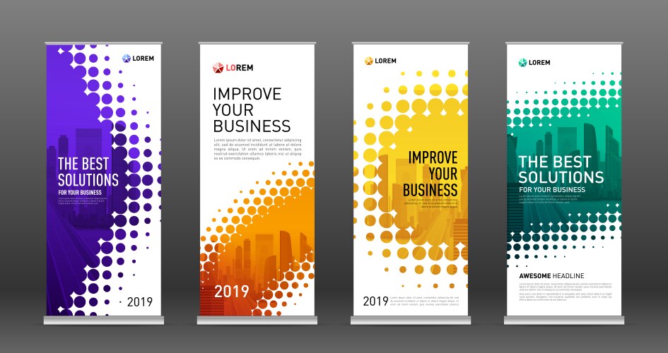 Industrial machinery horizontal banners Royalty Free Vector