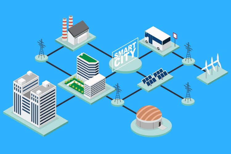 Smart industry manufacturing isometric flowchart Vector Image