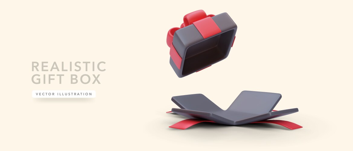 3d realistic open gift box with red ribbon Vector Image