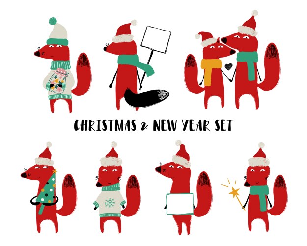 Border design with red fox Royalty Free Vector Image