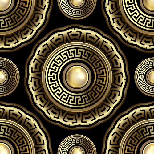 Gold 3d greek key meanders seamless pattern Vector Image