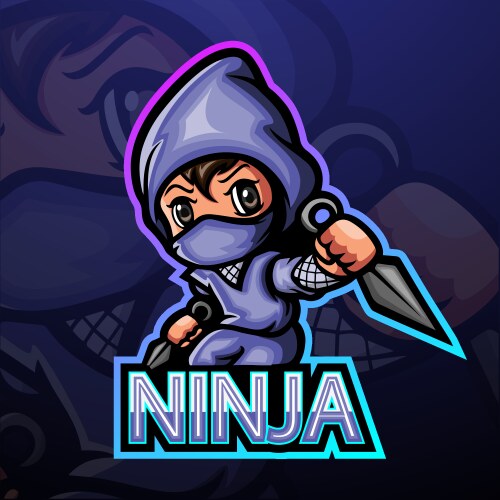 Ninja sport mascot logo design Royalty Free Vector Image