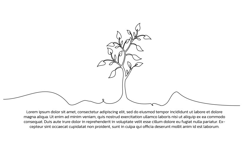 One line tree and brain poster drawing Royalty Free Vector