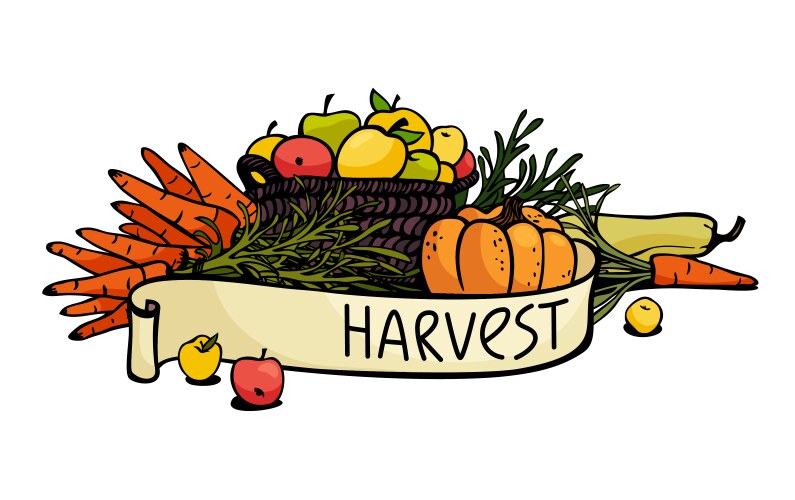 Harvest fruits and vegetables Royalty Free Vector Image