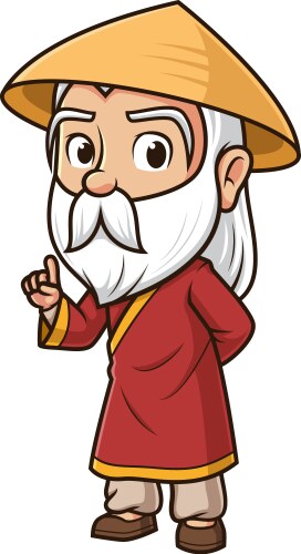 Wise asian man thumbs up cartoon Royalty Free Vector Image