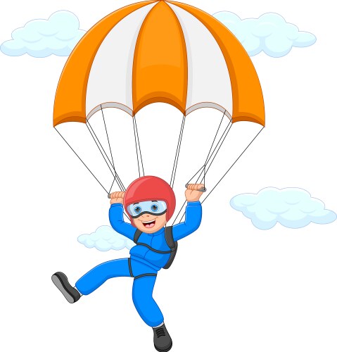 Cartoon man jumping with yellow parachute Vector Image