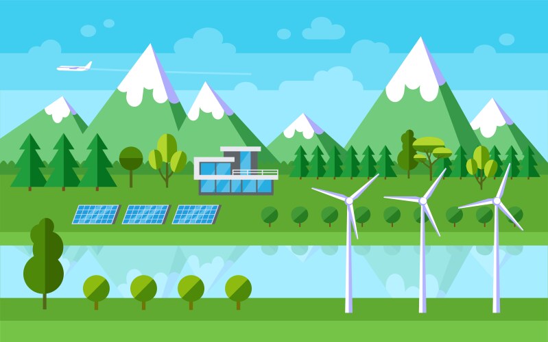 Green energy ecology clean planet landscape Vector Image