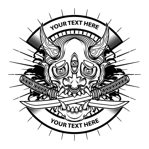 Japanese traditional hannya mask tattoo Royalty Free Vector