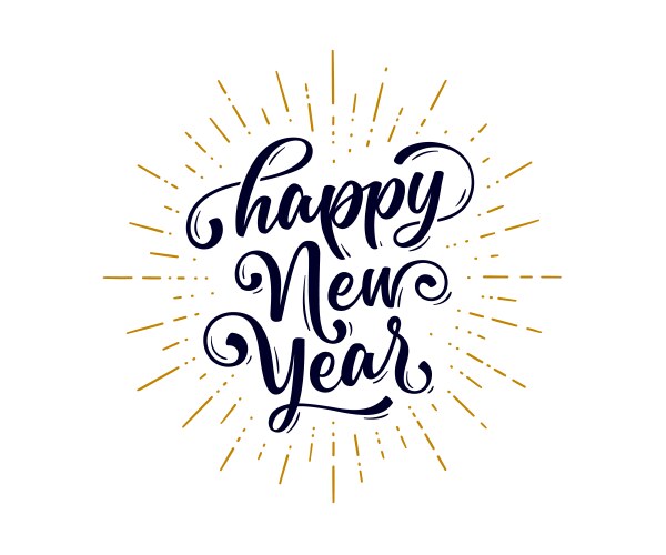 Happy new year lettering text Royalty Free Vector Image