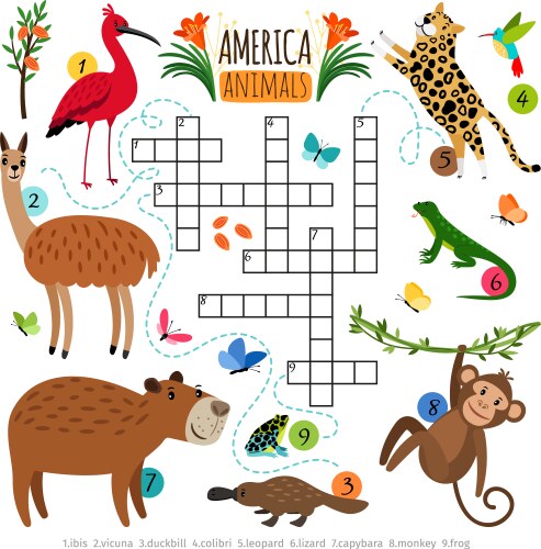 Arctic animals crossword puzzle Royalty Free Vector Image