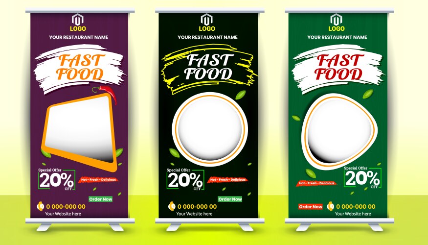 Roll up banner stand design template Royalty Free Vector