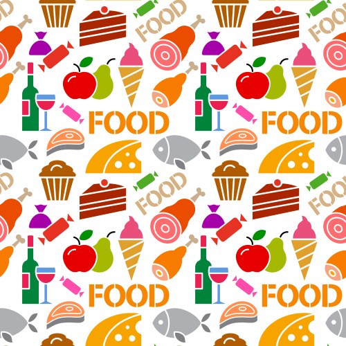 Food seamless pattern with fruit and vegetables Vector Image