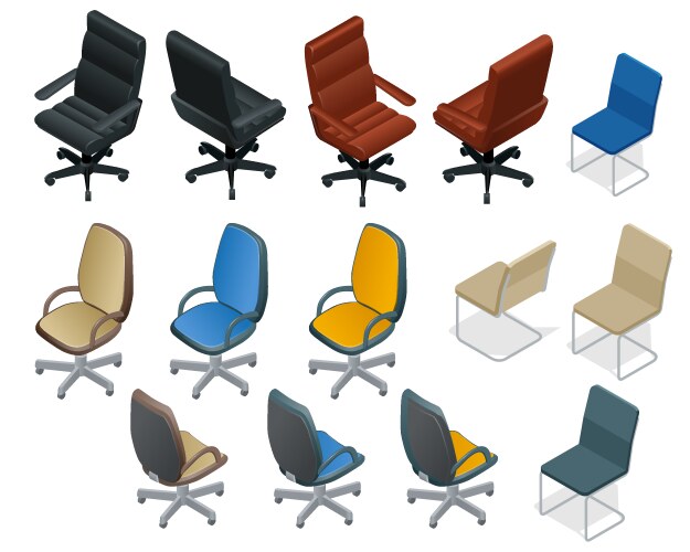Office chair set cartoon Royalty Free Vector Image