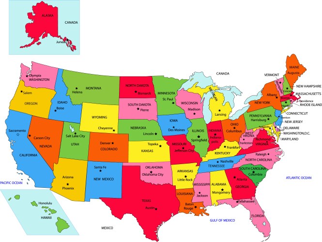 Usa states Royalty Free Vector Image - VectorStock