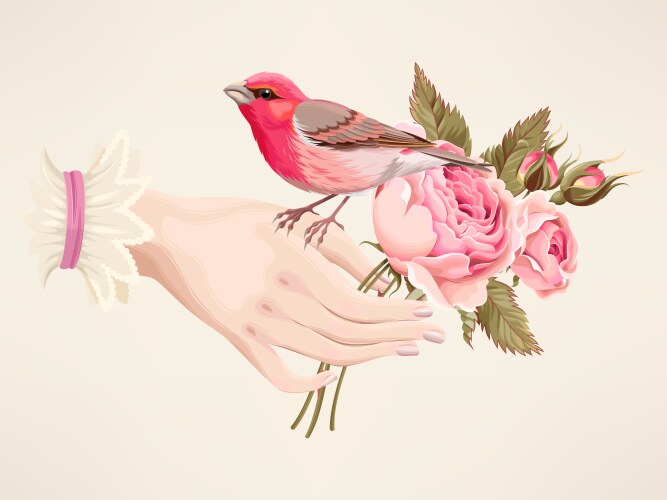 Hand with roses Royalty Free Vector Image - VectorStock