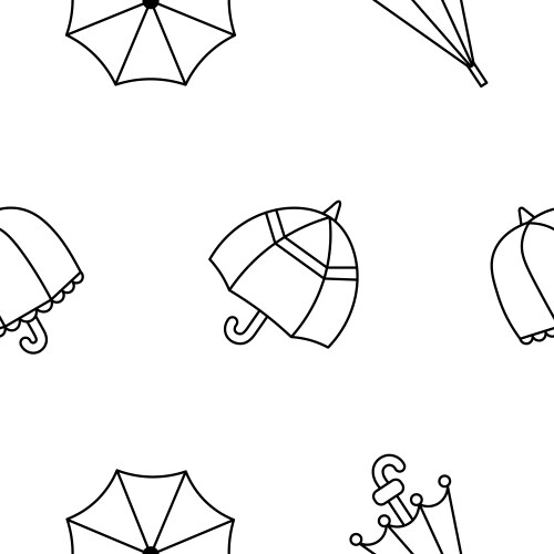 Open and closed umbrella coloring page Royalty Free Vector