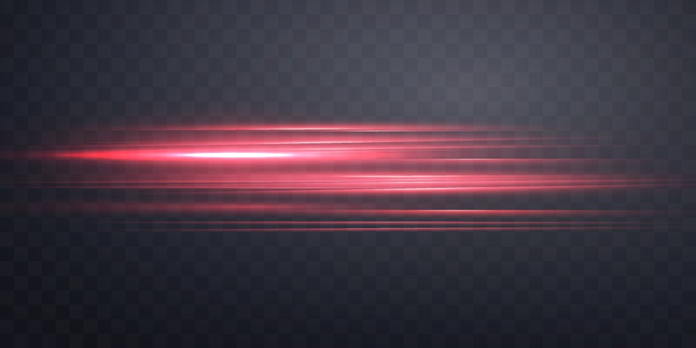 Horizontal light rays flash red line Royalty Free Vector